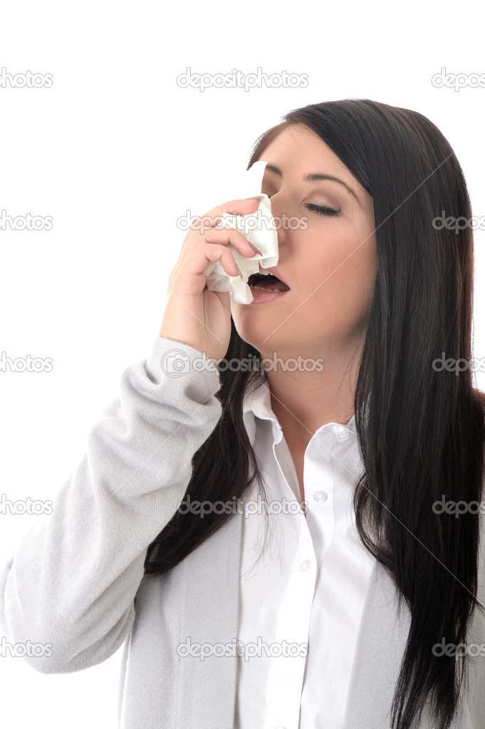 Young Woman Sneezing Stock Photo by ©richardmlee 45366207