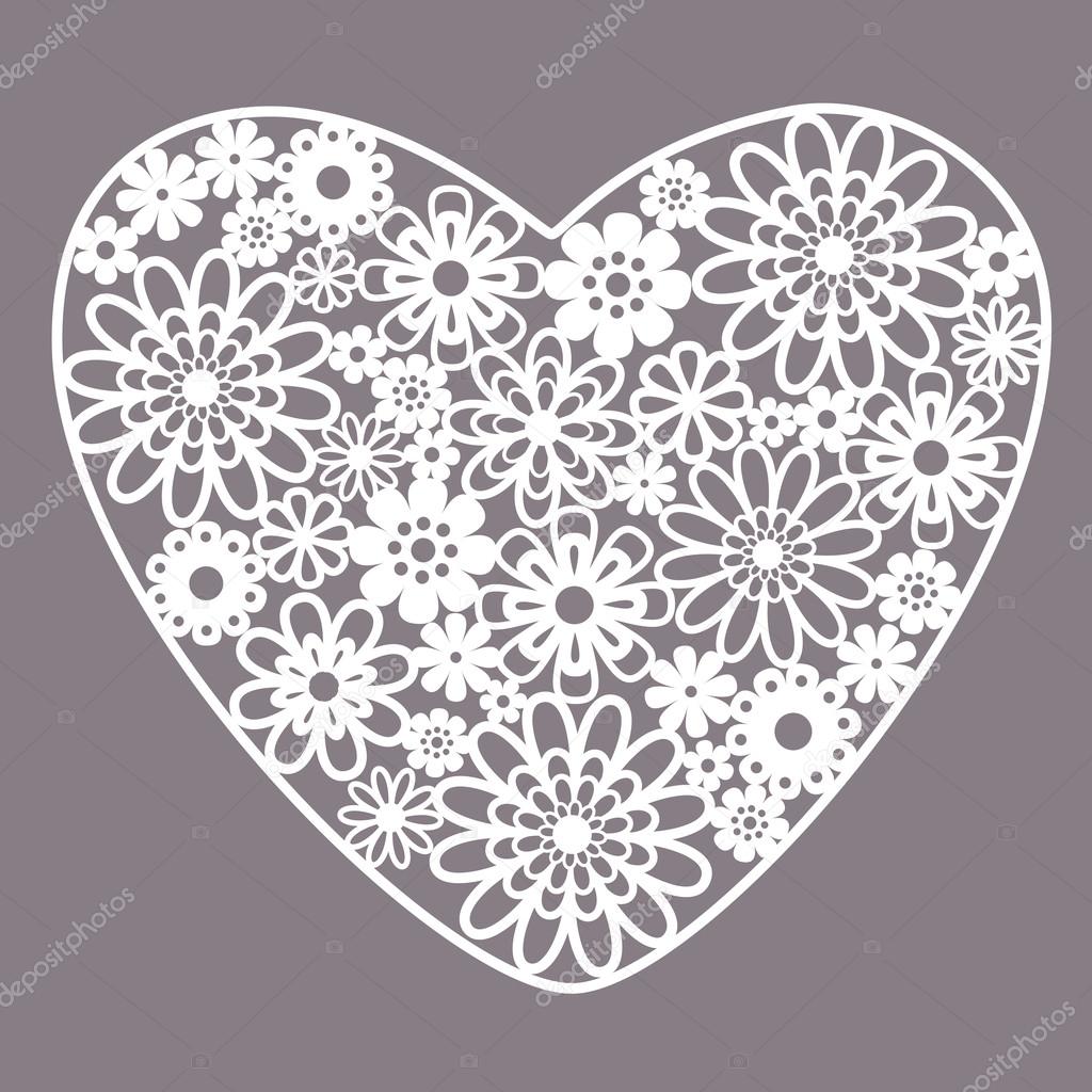 Greeting card with heart of lace Stock Vector by ©tatashat 50240307