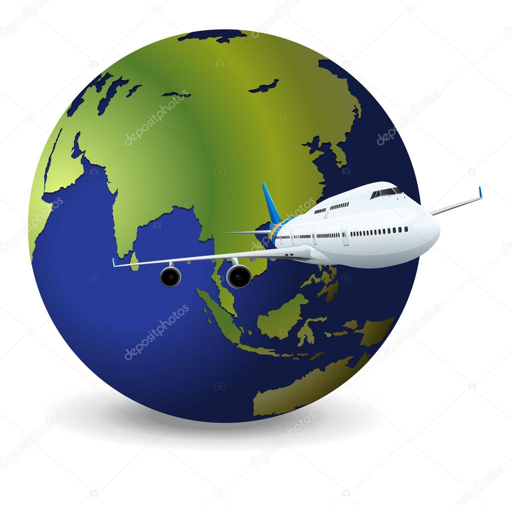 Earth globe and airplane Stock Vector Image by ©blueringmedia #41365915