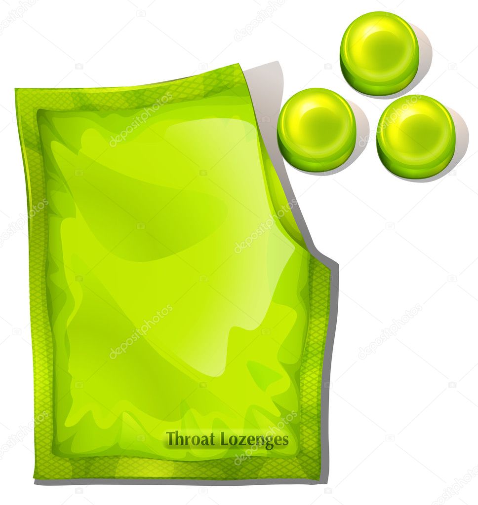 A pack of green throat lozenges — Stock Vector © blueringmedia #42271783