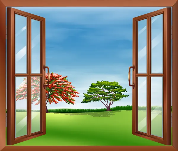 Wooden window open Vector Art Stock Images | Depositphotos