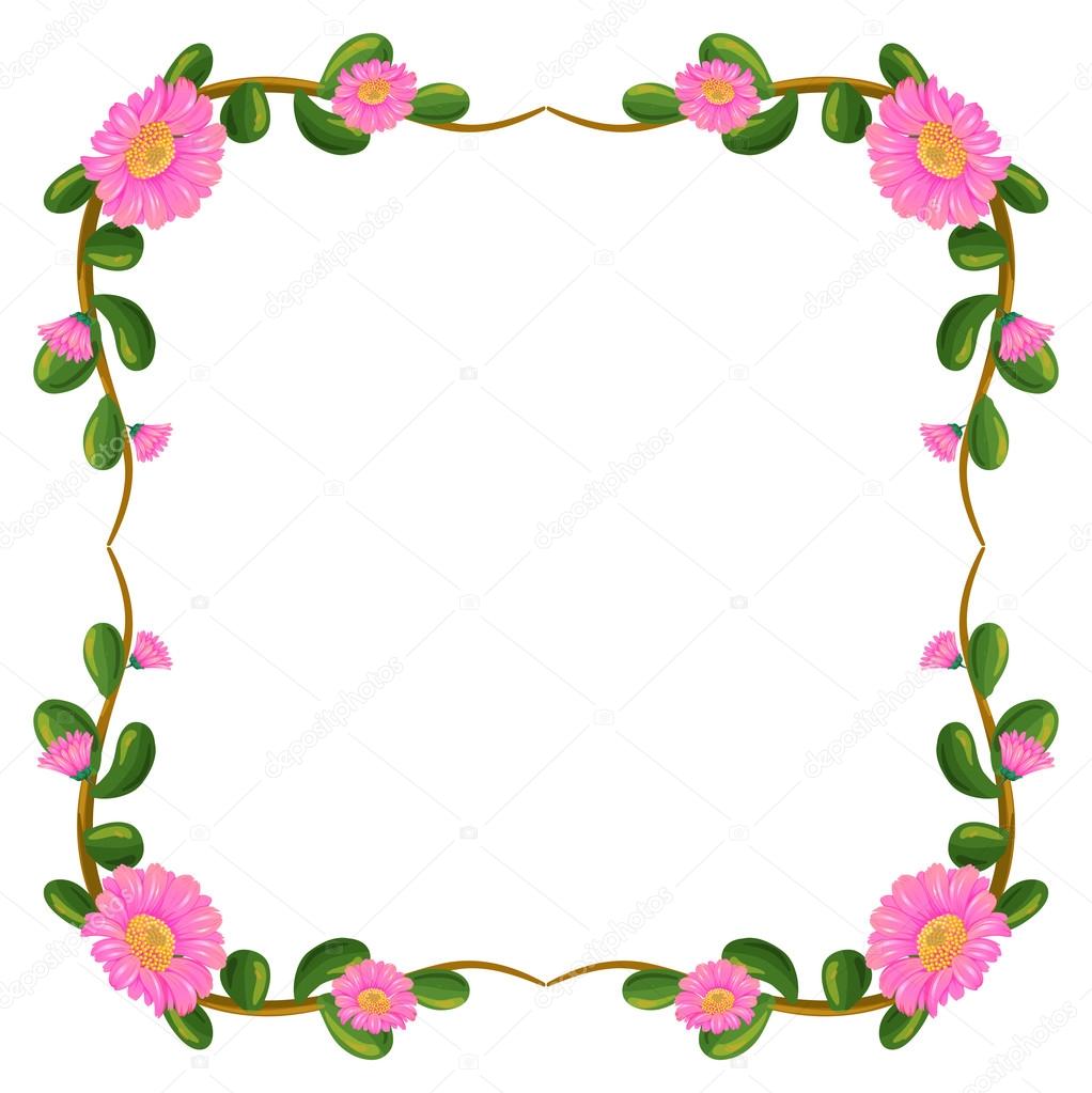 Uma borda floral com flores cor de rosa — Vetor de Stock ...