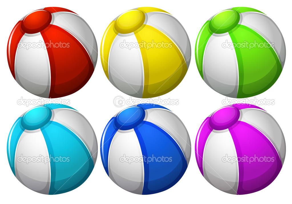 Seis bolas coloridas — Vetor de Stock #50174063