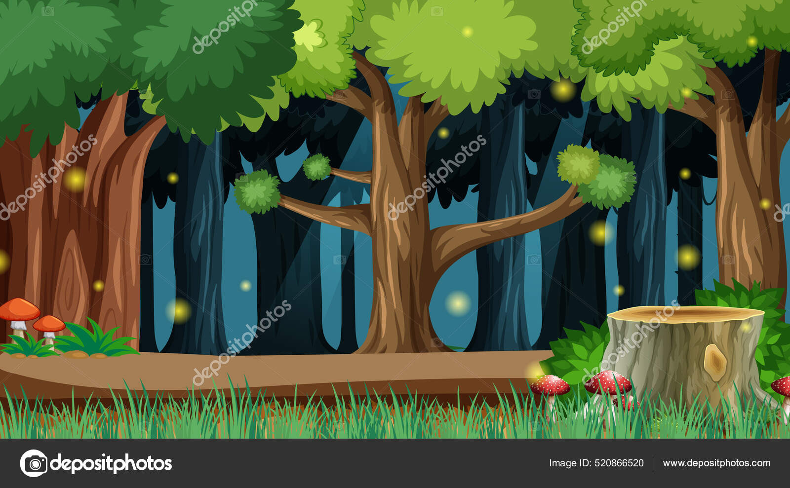 Enchanted Forest Landscape Background Illustration Stock Vector by ...