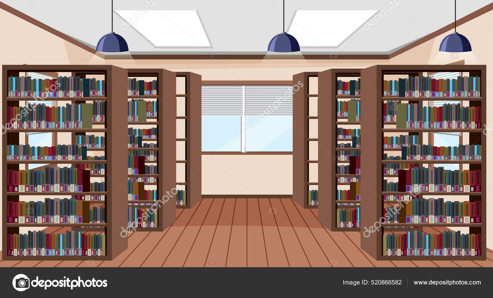 Diseño Interior Biblioteca Vacía Con Ilustración Estanterías Vector de ...