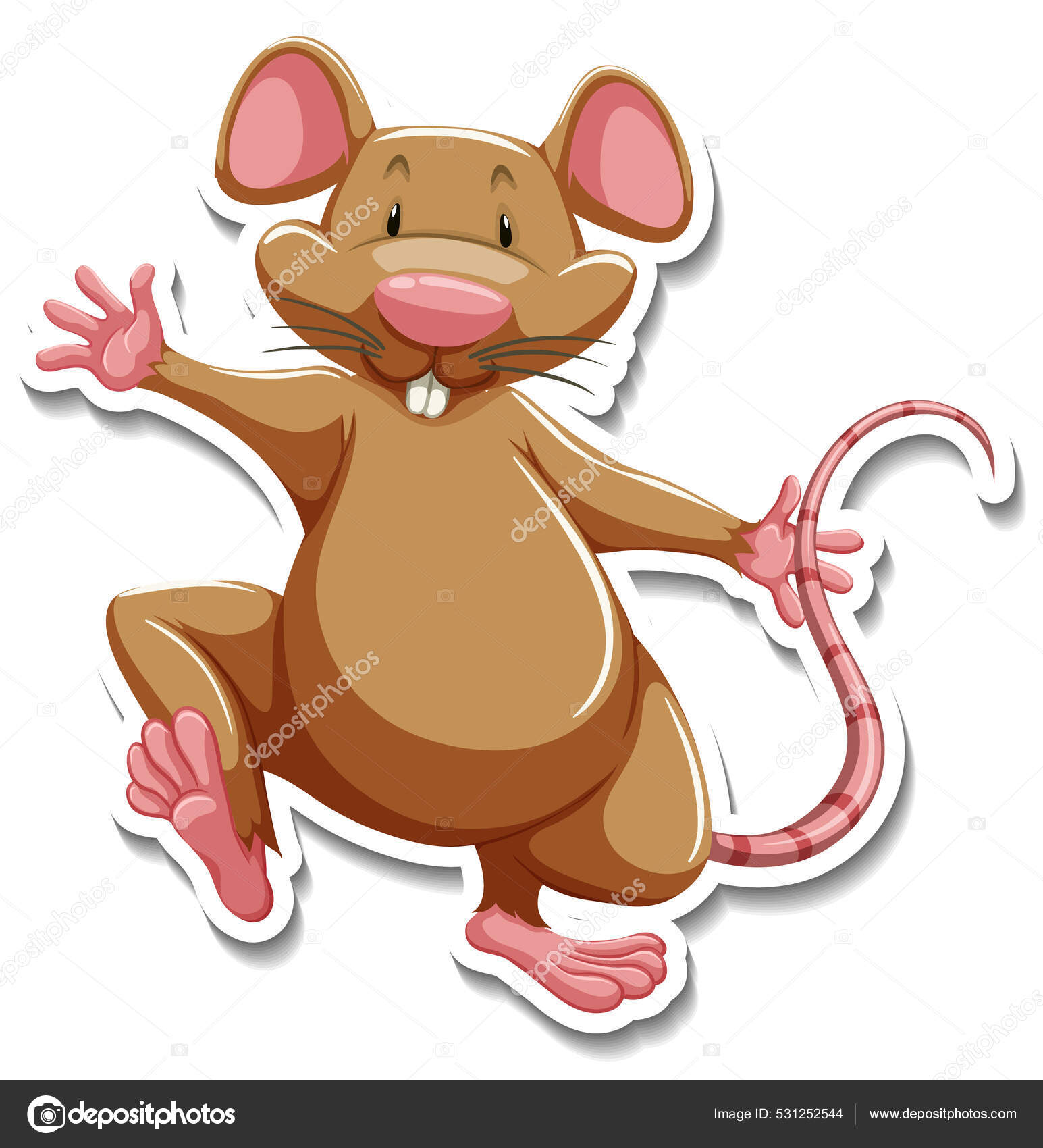 Brown Mouse Cartoon Character Sticker Illustration Stock Illustration ...