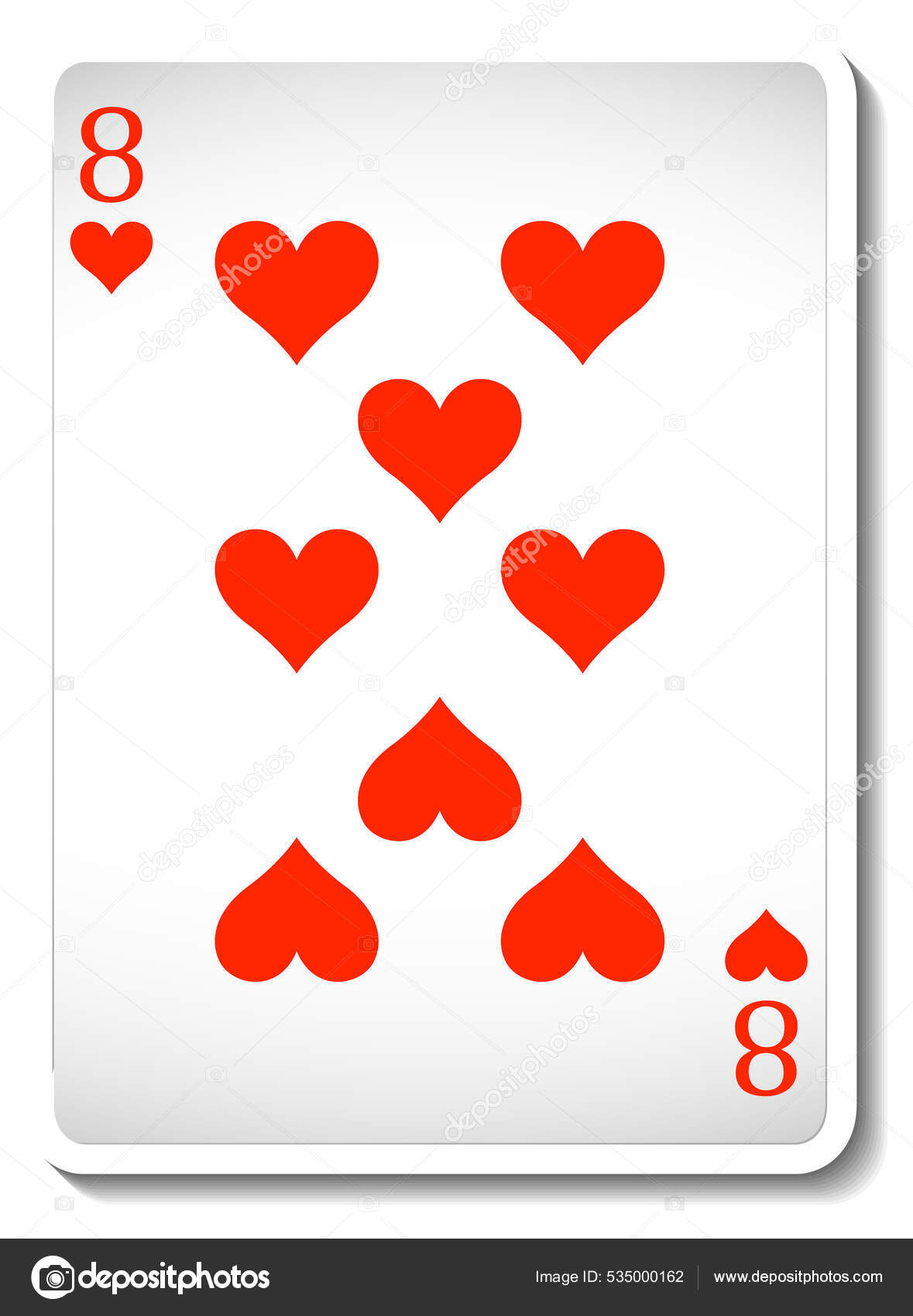 Ocho Corazones Jugando Las Cartas Ilustración Aislada Vector de stock ...