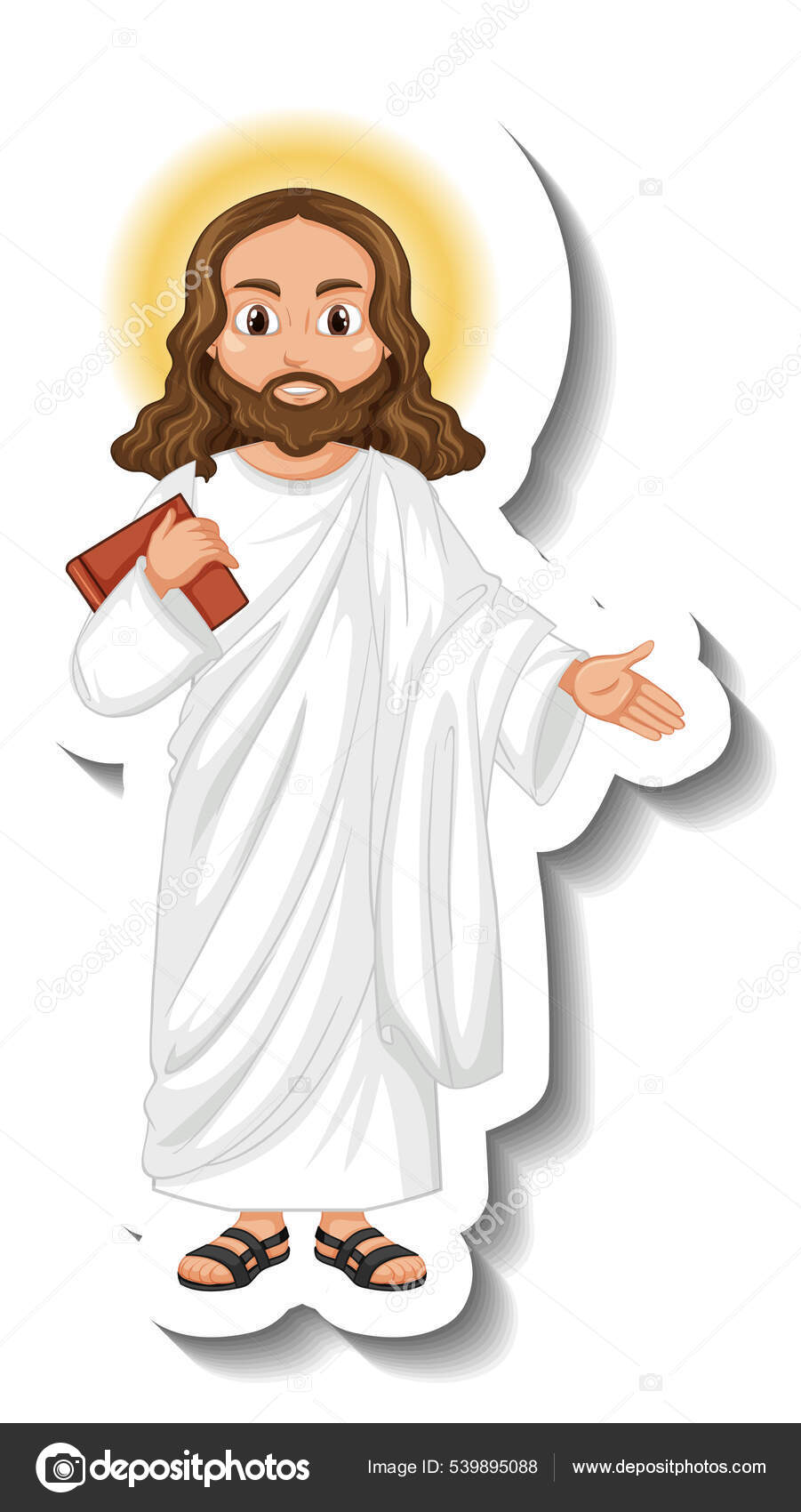 Jesús Cristo Personaje Dibujos Animados Pegatina Sobre Fondo Blanco ...