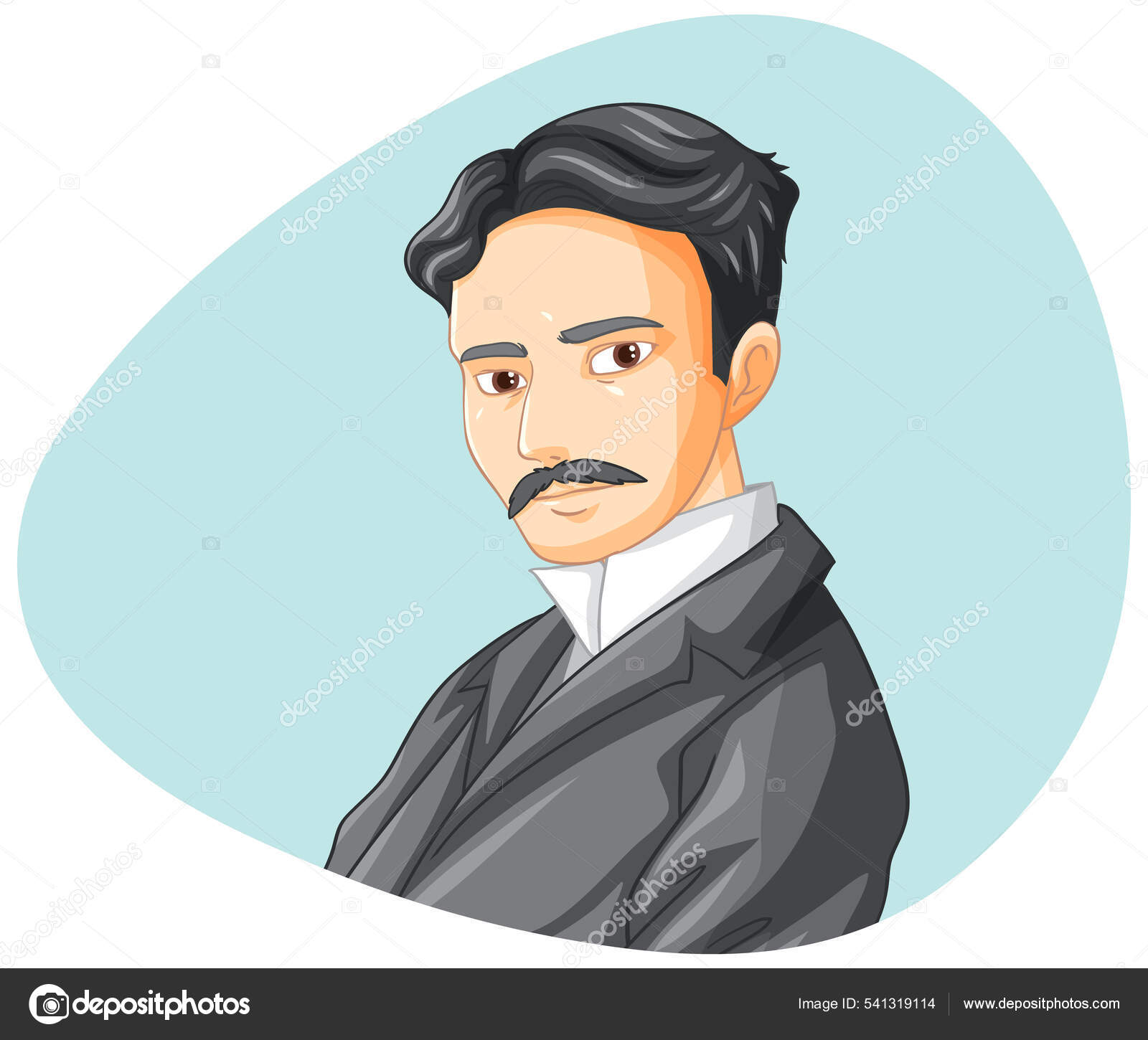 Nikola Tesla Cartoon Character White Background Illustration Stock ...