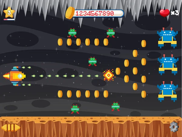 Pixel Space Game Interface Planets Illustration Stock Vector by ...