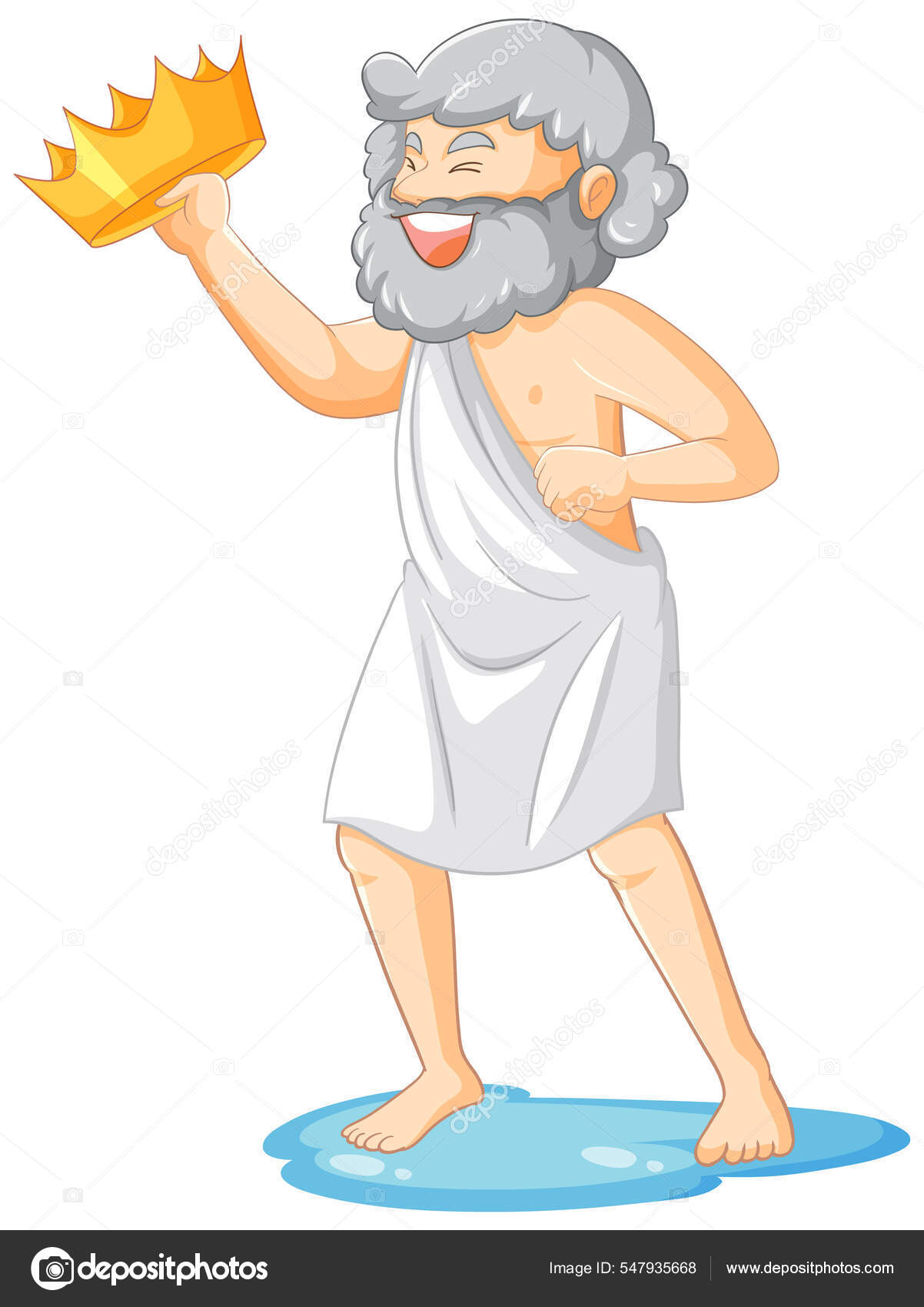 Archimedes Cartoon Character White Background Illustration Stock Vector ...