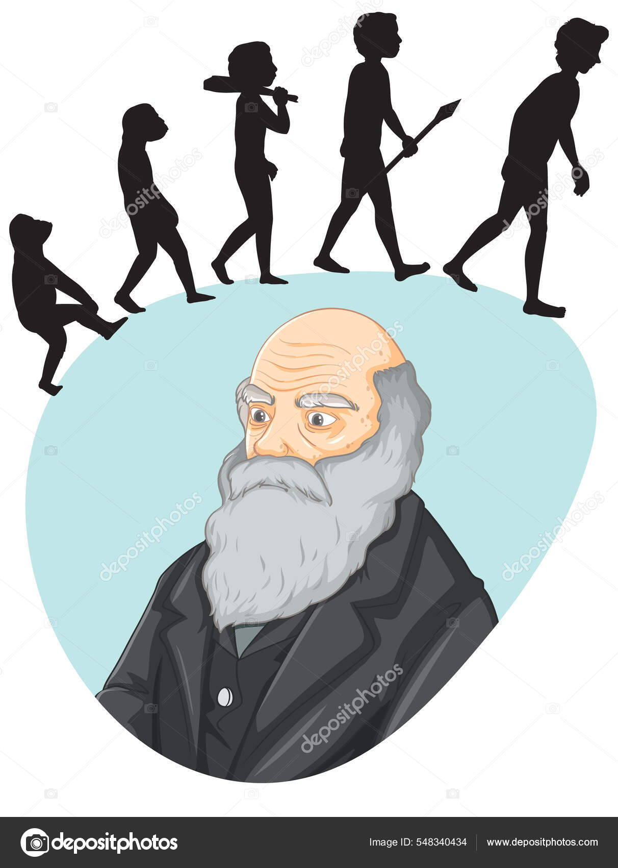 Charles Darwin Con Ilustración Ciencia Evolución Vector de stock ...