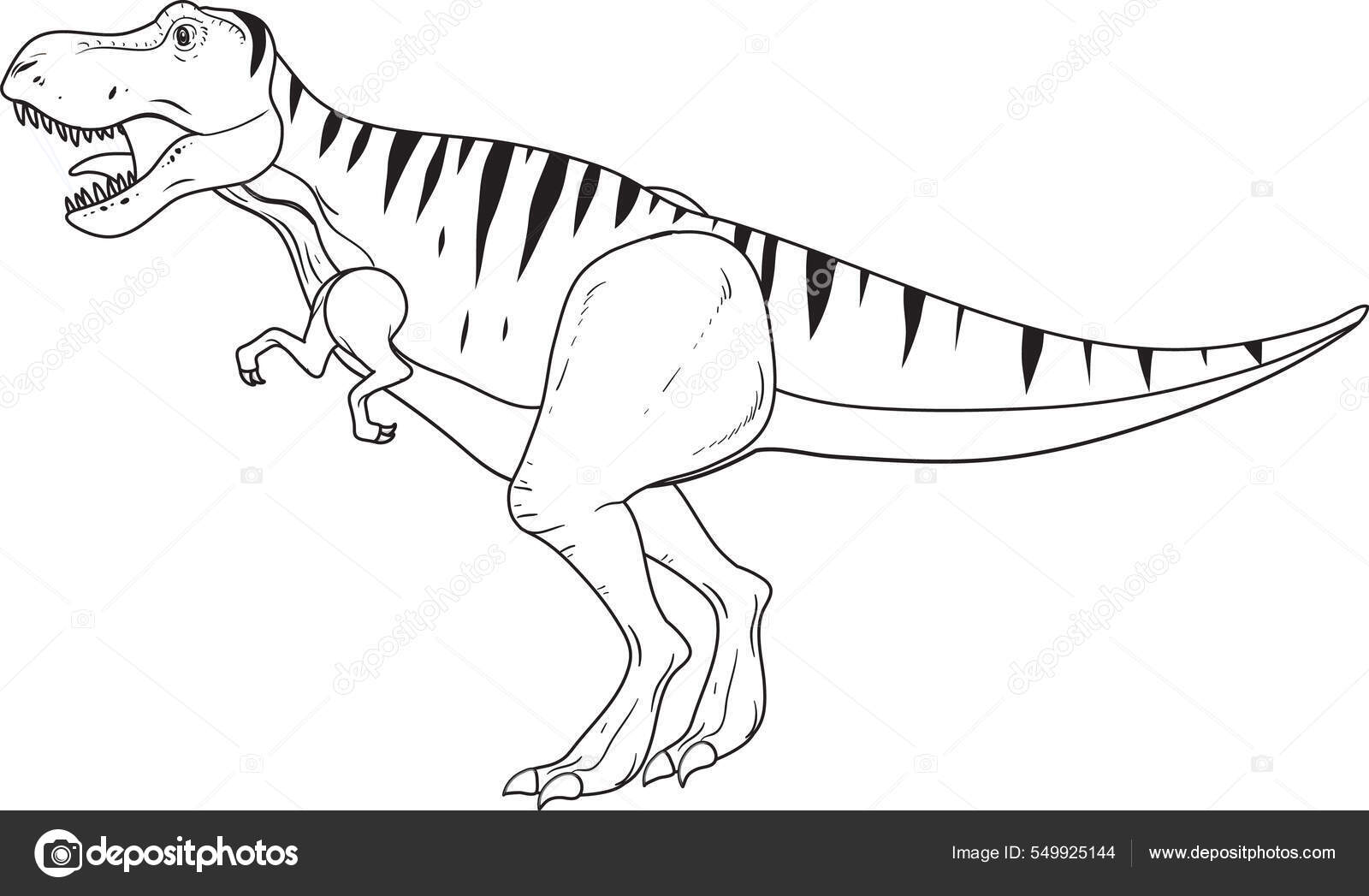 Ttyrannosaurus Rex Dinosaur Doodle Outline White Background ...
