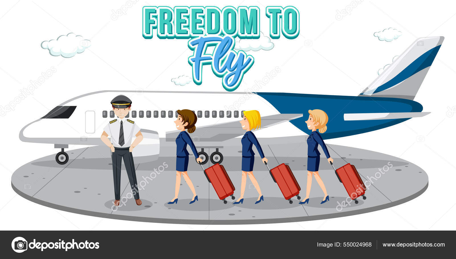 Freedom Fly Typography Design Aircrew Characters Illustration Stock ...