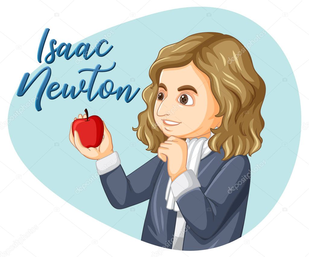 Retrato de Isaac Newton en ilustración de estilo de dibujos animados 2023