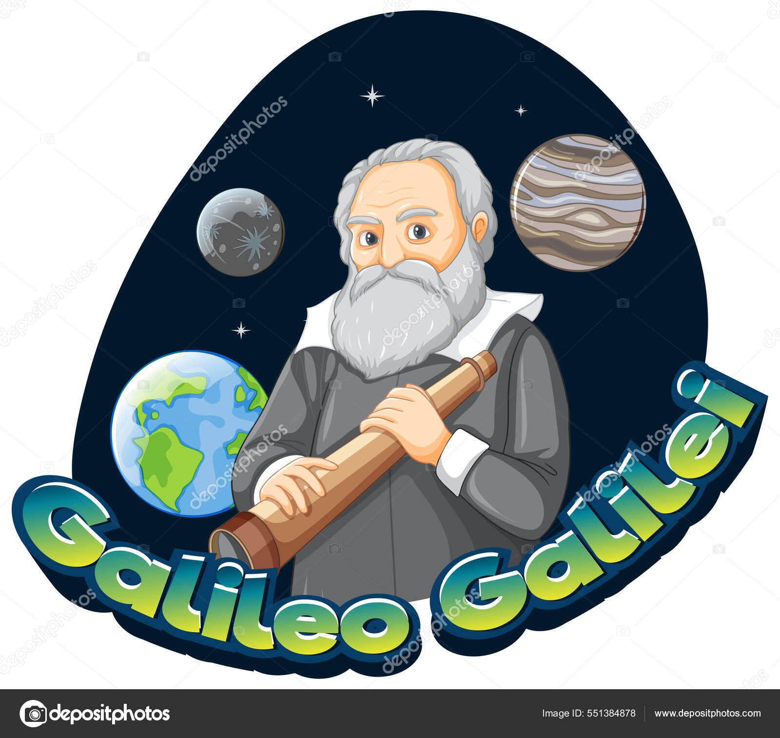Portrait Galileo Galilei Cartoon Style Illustration Stock Vector Image By ©blueringmedia 551384878