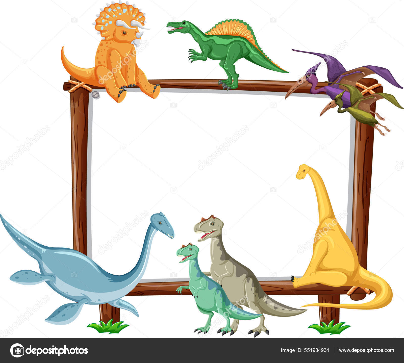 Group Dinosaurs Board White Background Illustration Stock Vector by ...