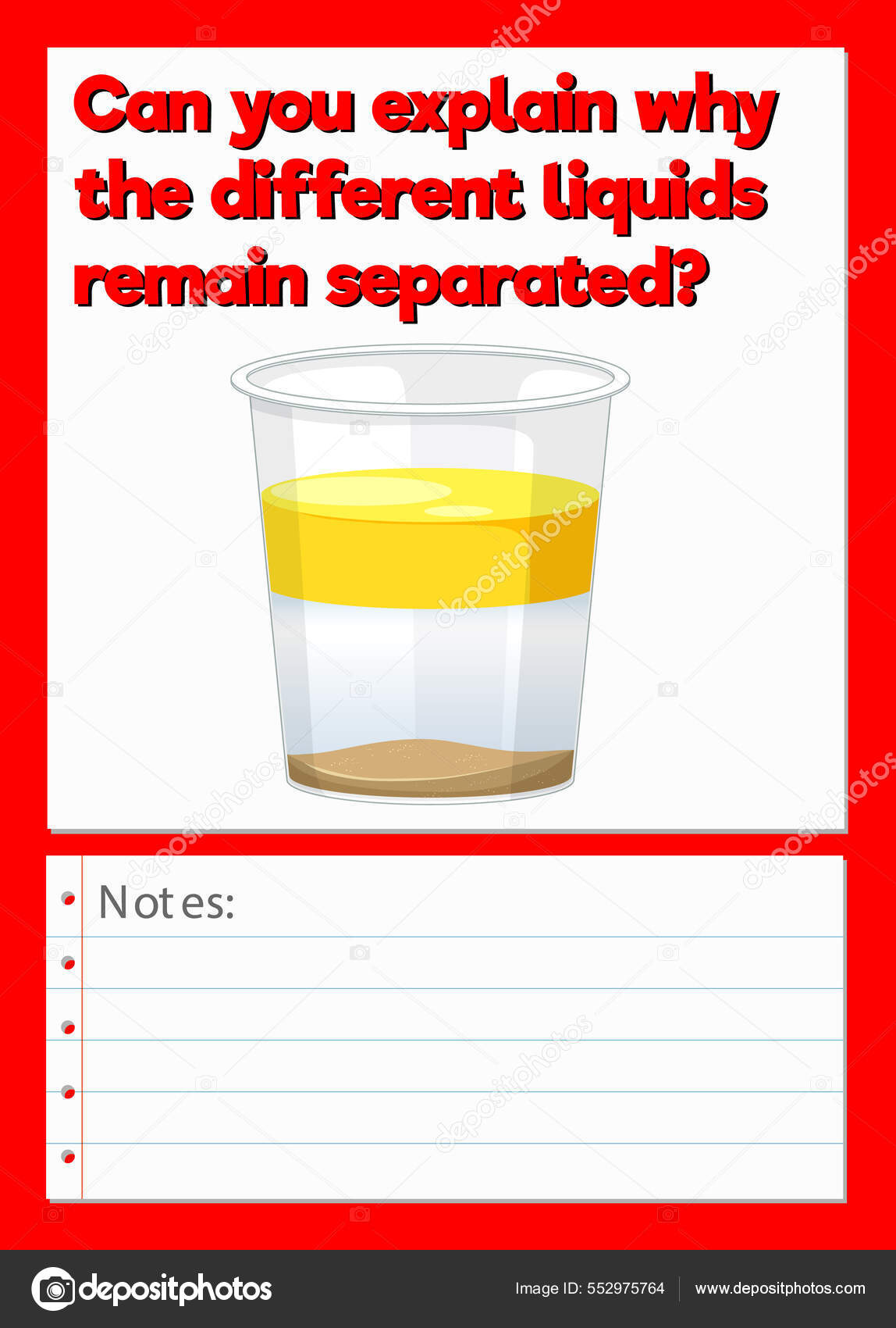 Science Experiment Record Worksheet Different Liquids Illustration ...