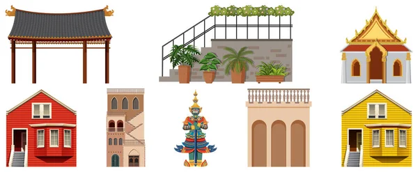 Different Designs Buildings White Background Illustration Stock Vector ...