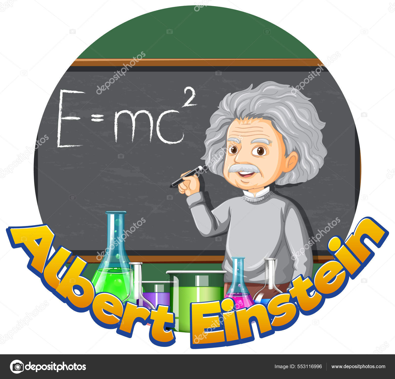 Potret Albert Einstein Dalam Ilustrasi Gaya Kartun Vektor Stok oleh ©blueringmedia 553116996