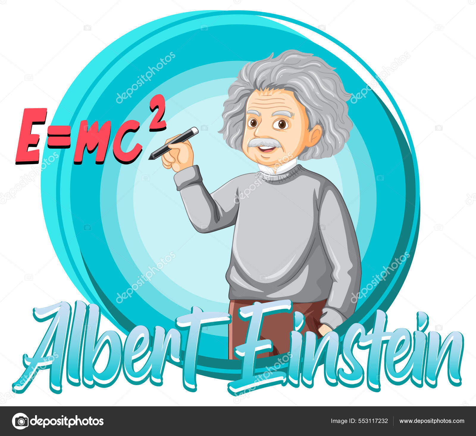 Retrato Albert Einstein Ilustración Estilo Dibujos Animados vector ...