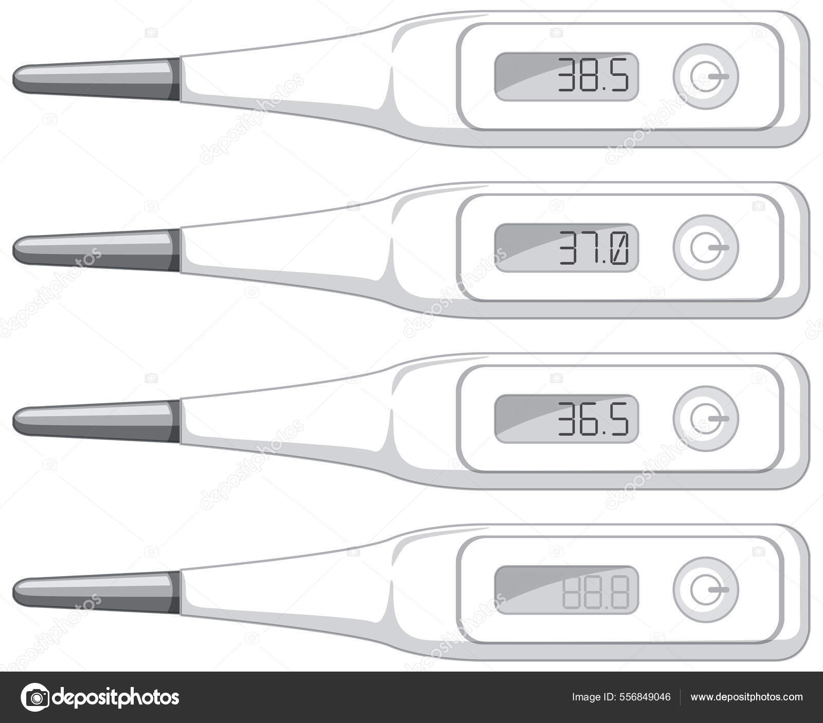 Set Different Digital Thermometer Temperatures Illustration Stock ...