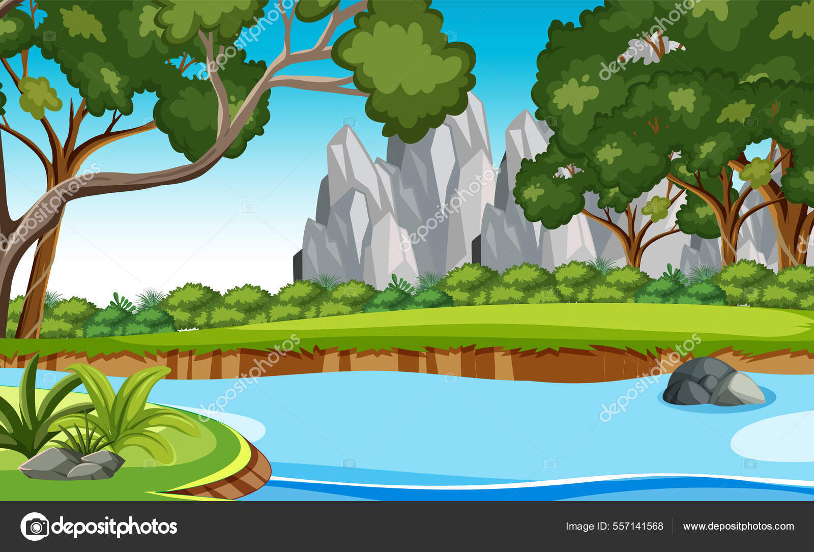 Nature Scene Trees Fields Illustration Stock Vector by ©blueringmedia ...