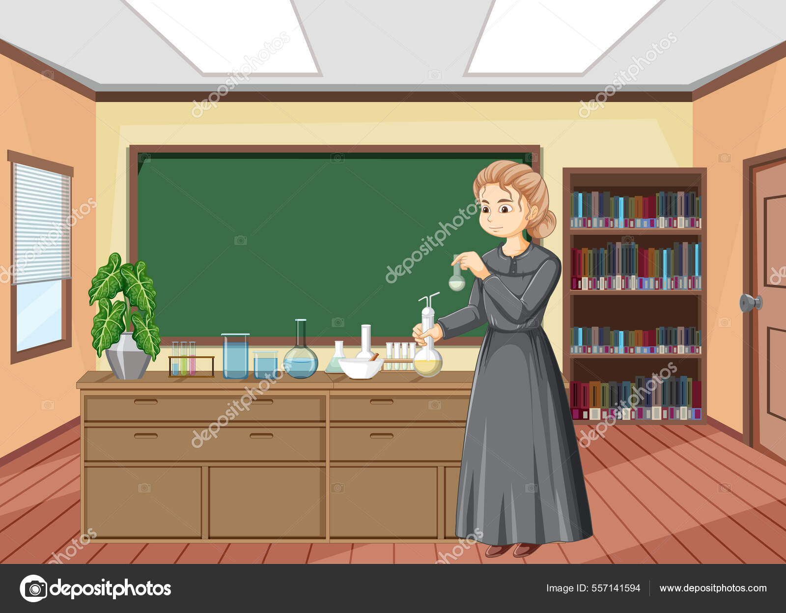 Portrait Marie Curie Cartoon Style Illustration Stock Vector Image By ©blueringmedia 557141594