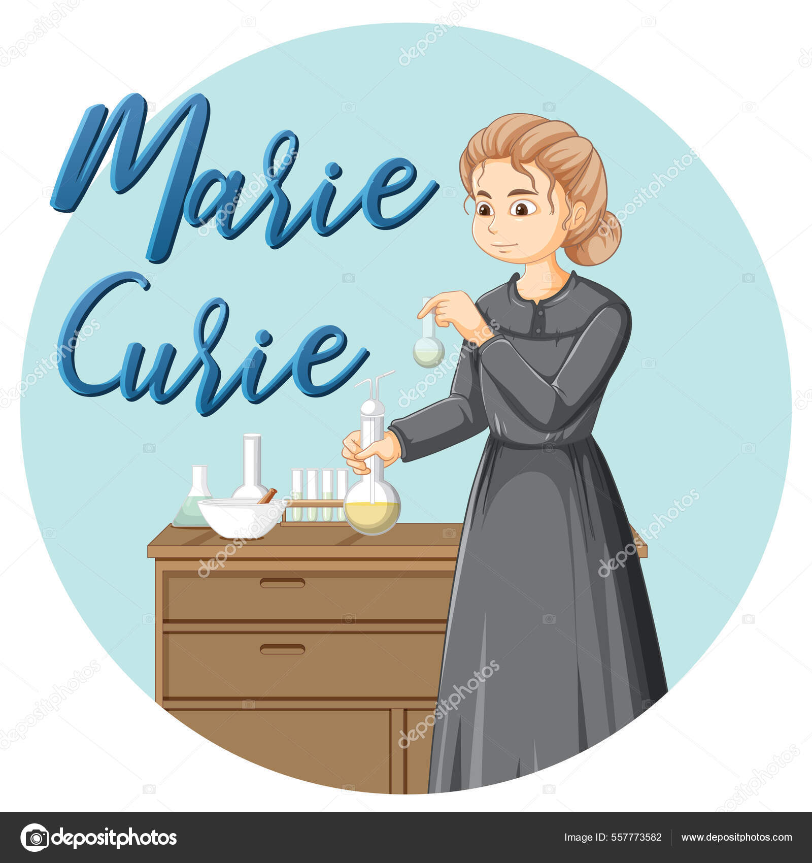 Portrait Marie Curie Cartoon Style Illustration Stock Illustration by ...