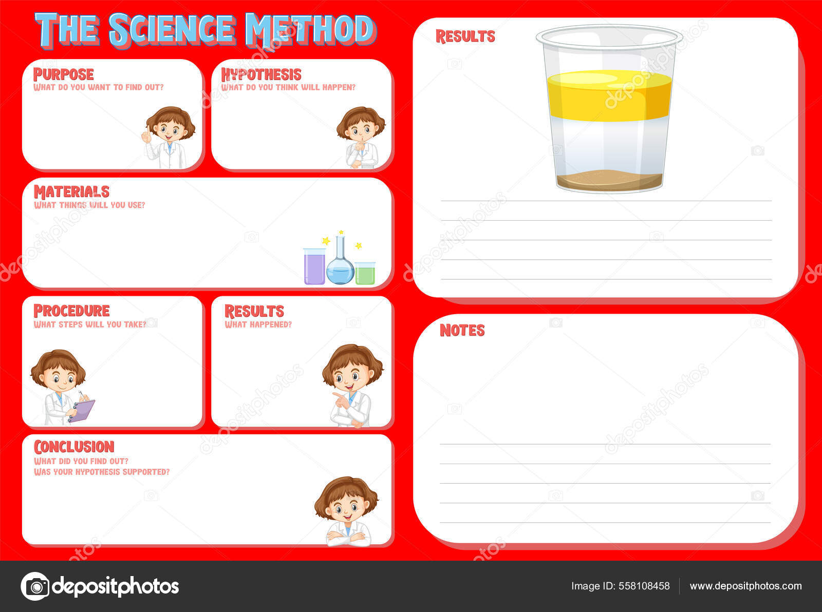 Science Method Worksheet Children Illustration Stock Vector Image by ...