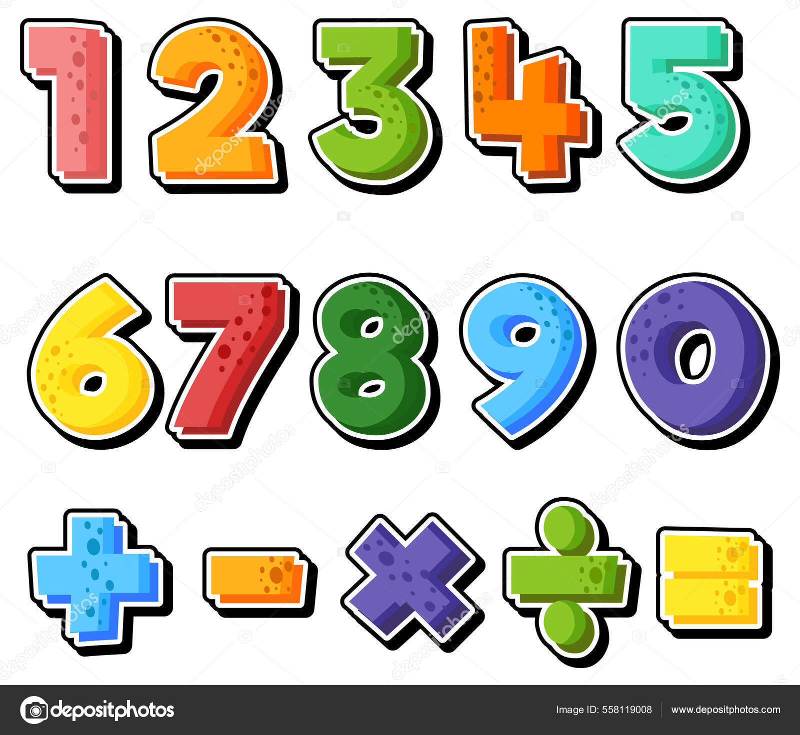 Menghitung Nomor Sampai Dan Gambar Simbol Matematika Vektor Stok oleh ...