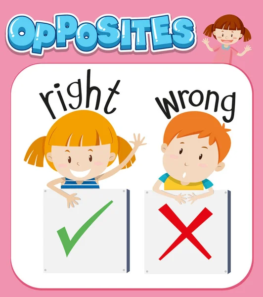 Palabras Inglés Opuestas Para Niños Ilustración Vector de stock ...