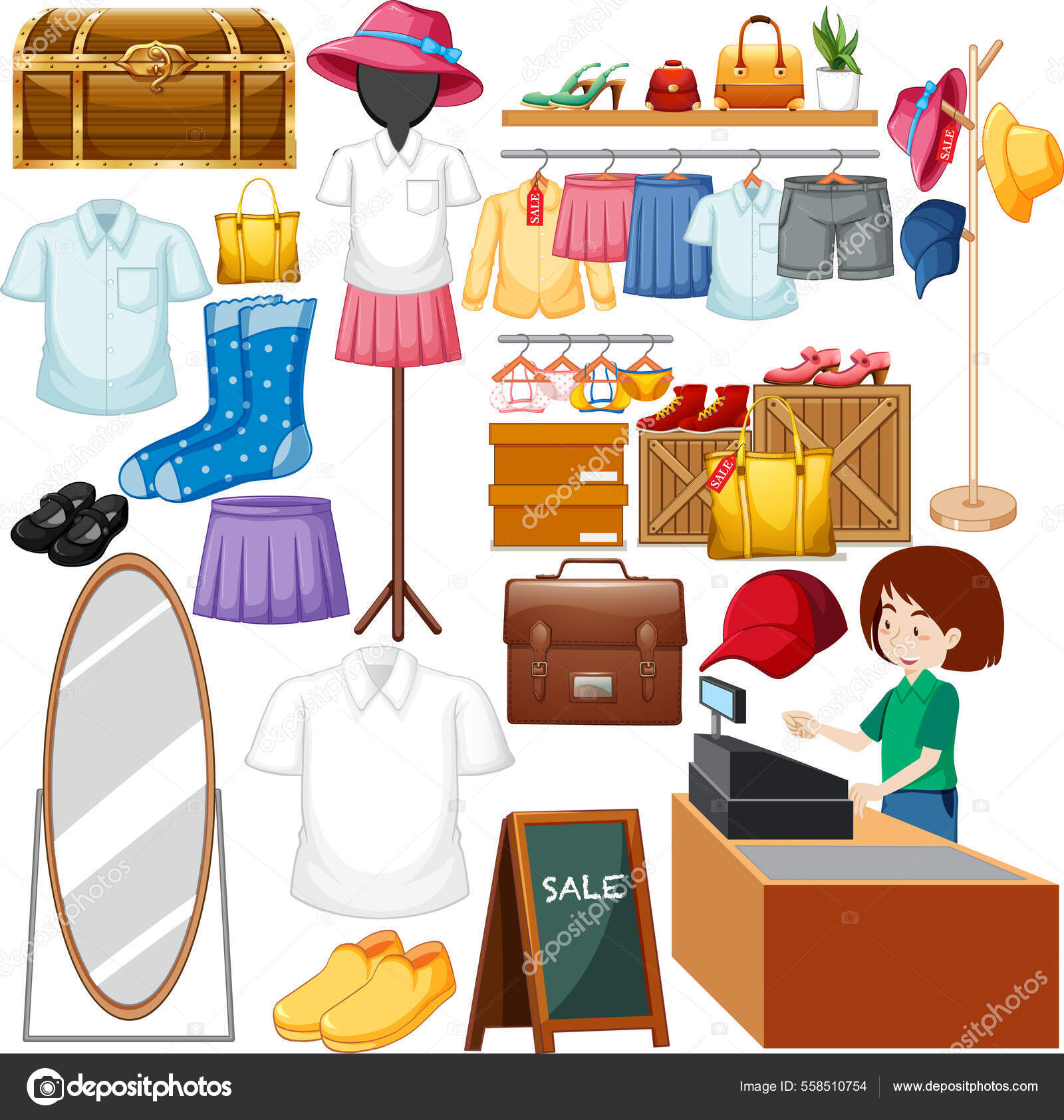 Set Different Cloth White Background Illustration Stock Vector by ...