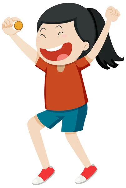 Excited Girl Jumping Cartoon
