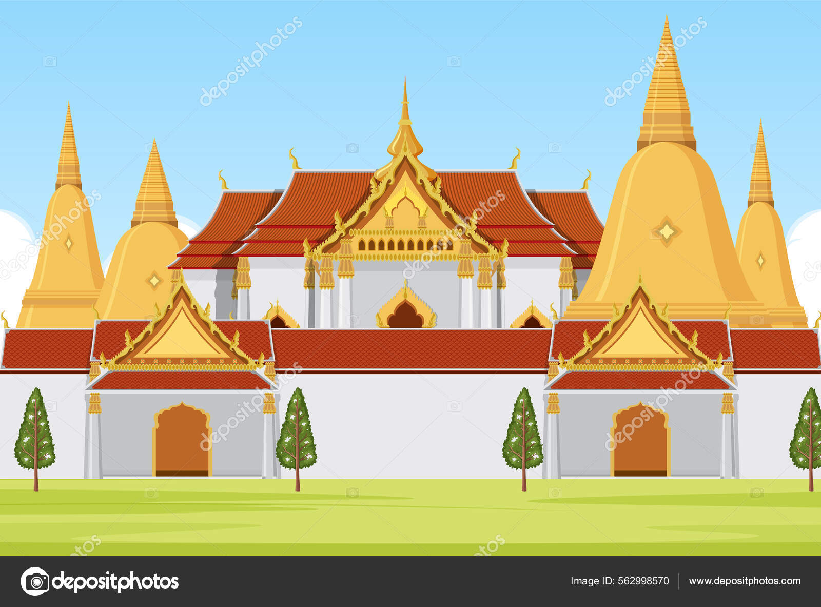 Tailandia Icónica Atracción Turística Fondo Ilustración Vector de stock ...