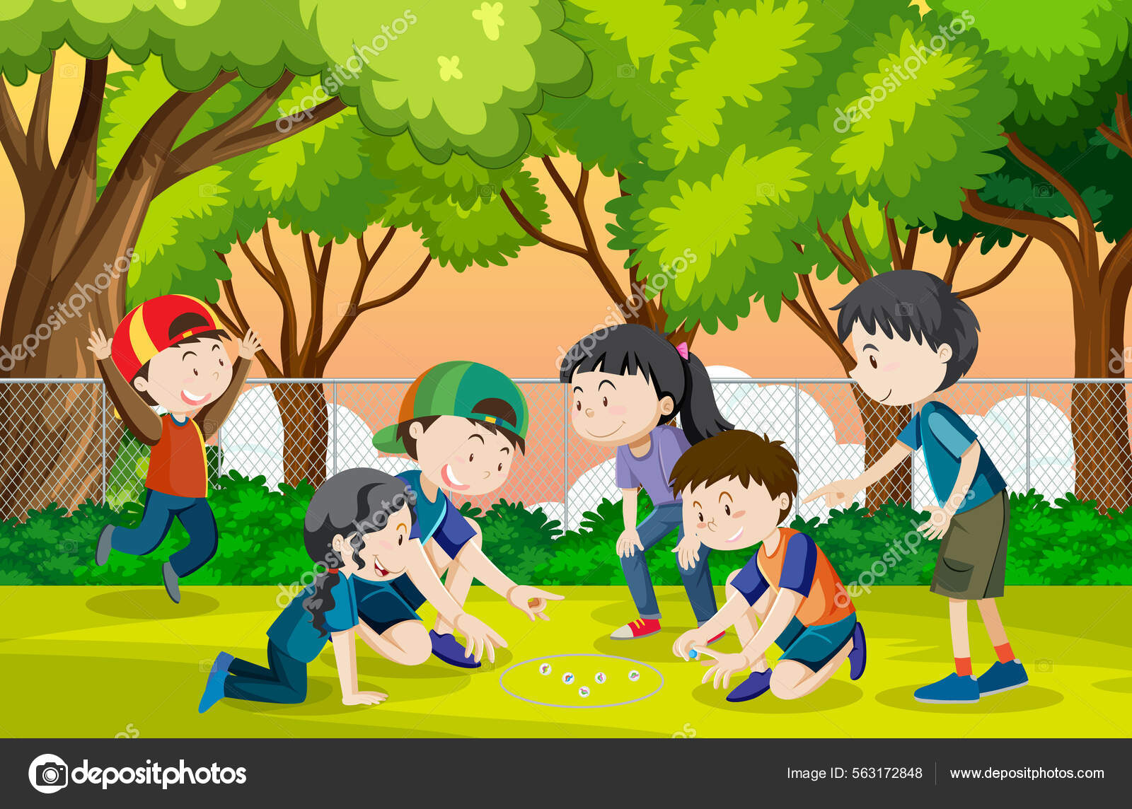 Misket Oynayan Çocukların Olduğu Açık Hava Parkı ©blueringmedia ...