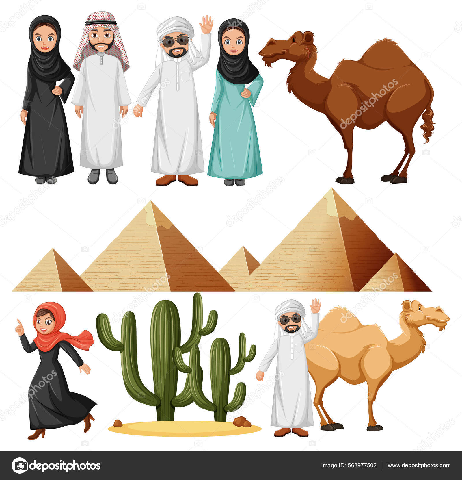 Arabic People Pyramid Camel Illustration Stock Vector by ©blueringmedia ...