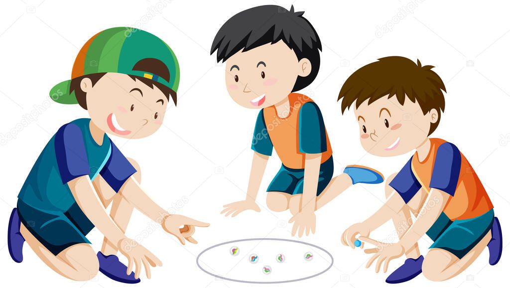 Beyaz Arkaplan Illüstrasyonunda Misket Oynayan Çocuklar ©blueringmedia ...