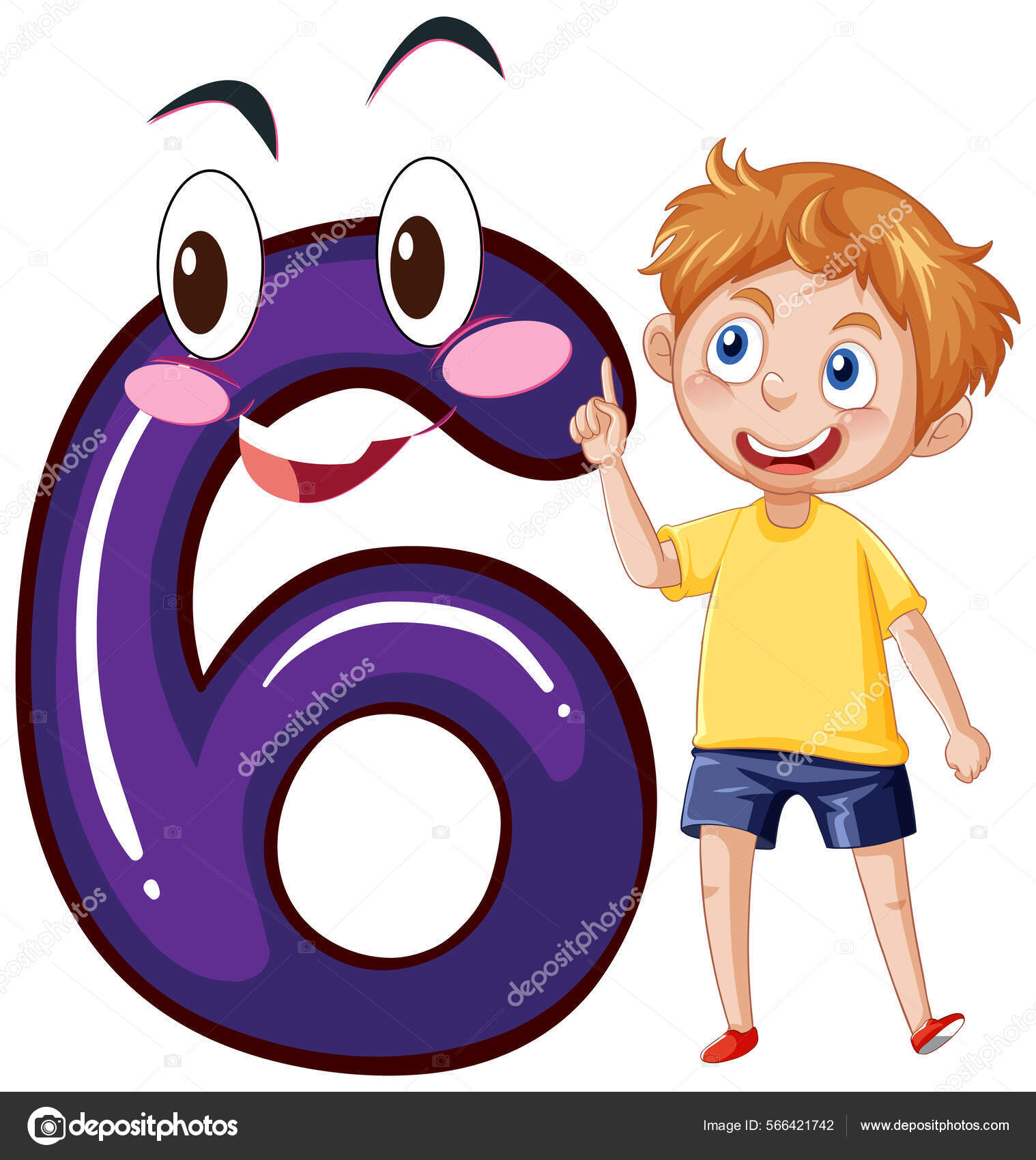 Boy Number Six Cartoon Illustration Stock Vector by ©blueringmedia ...