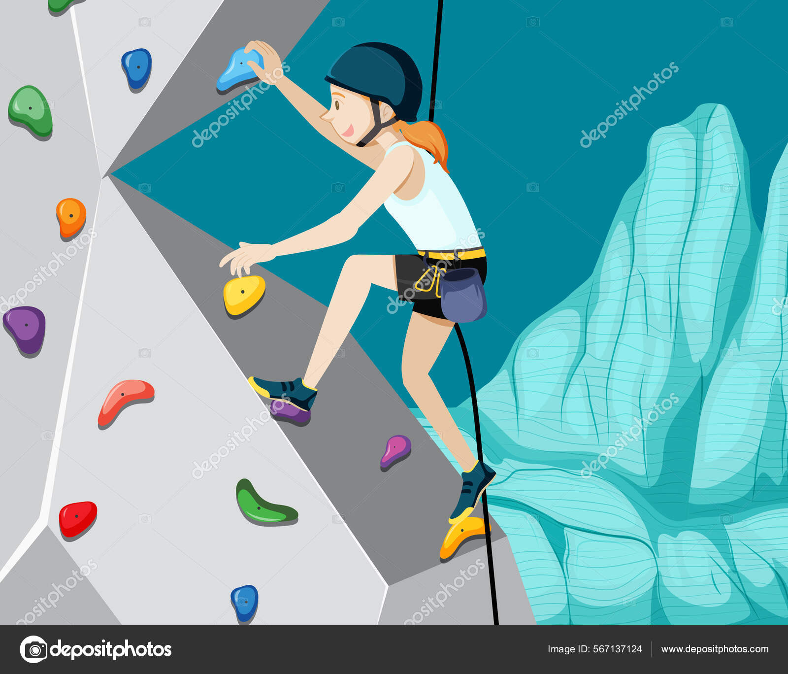 Indoor Rock Climbing Cartoon