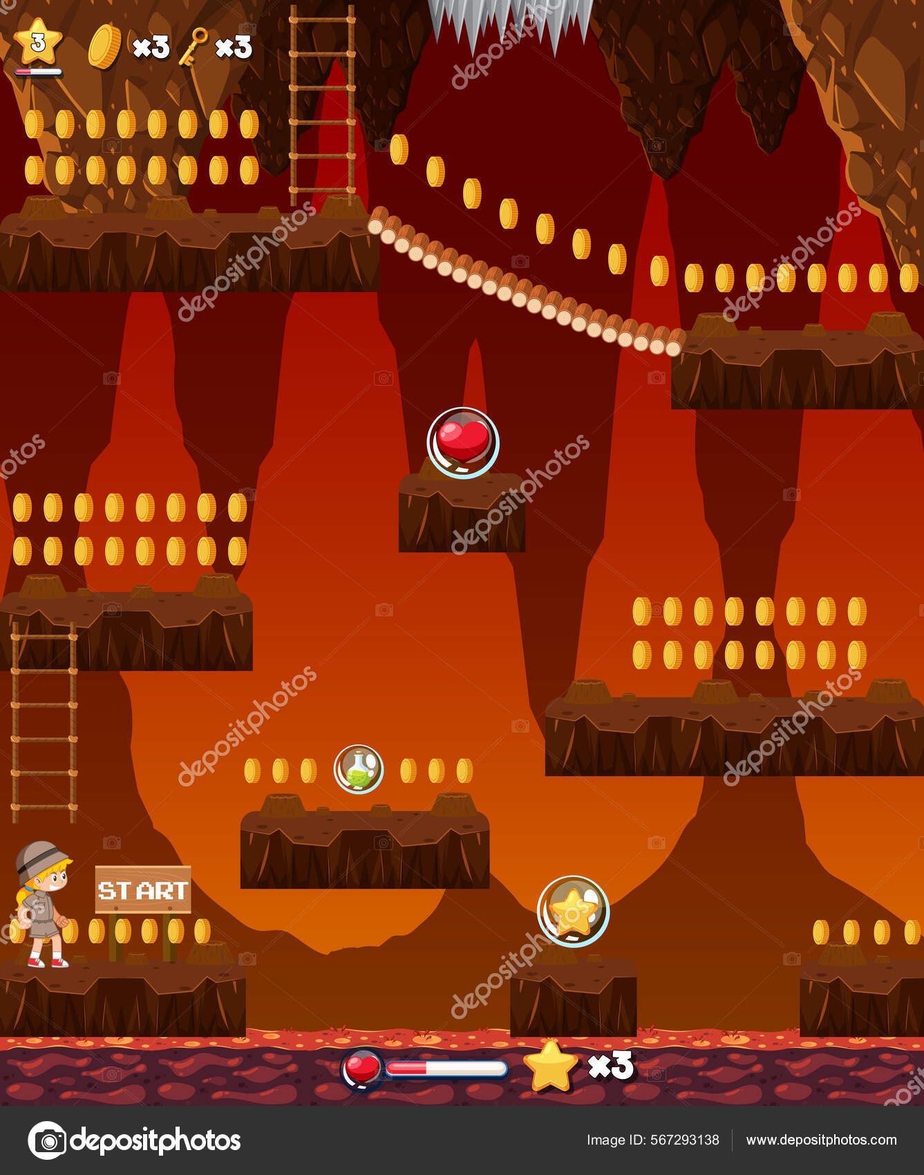 Platform Game Background Template Illustration Stock Vector Image by ...