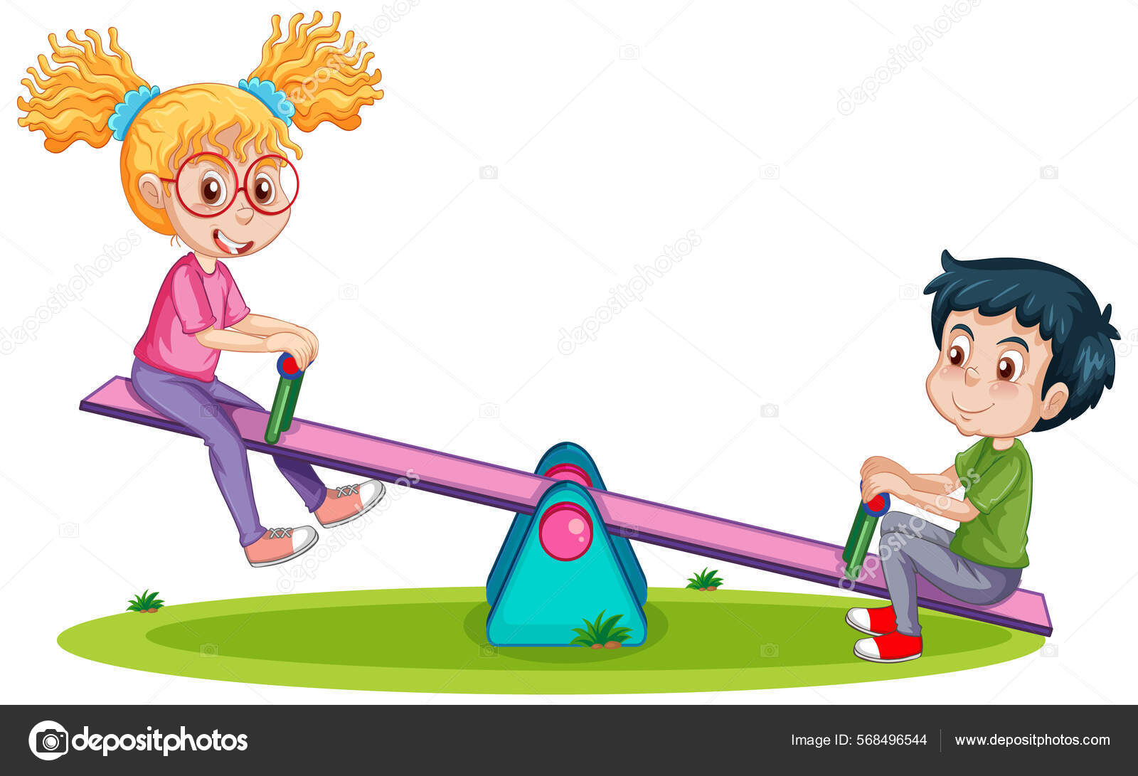 Kinder Spielen Wippe Cartoon Illustration - Vektorgrafik: lizenzfreie ...