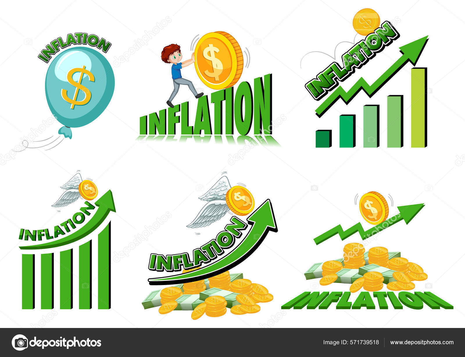 Set Different Inflation Logos Symbols Illustration Stock Vector Image ...