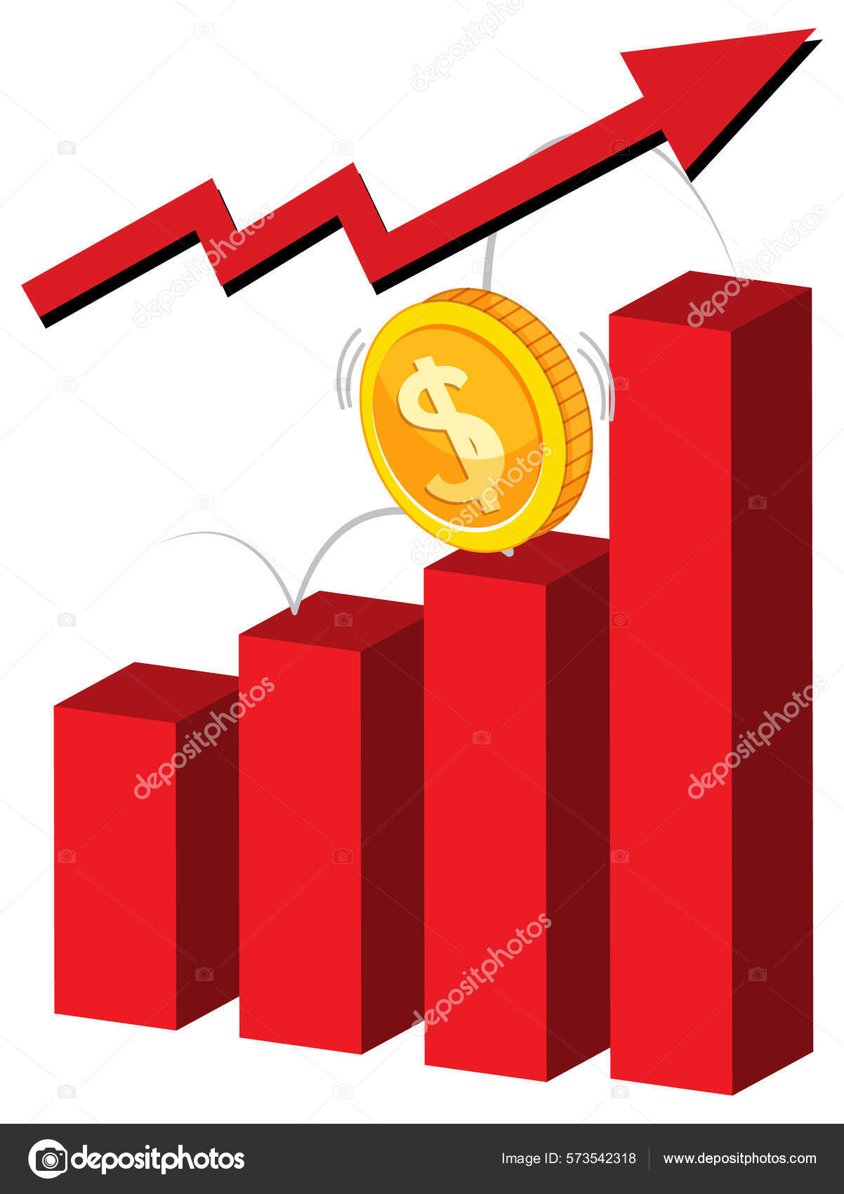 Red Bar Chart Red Arrow Going Illustration Stock Vector by ...
