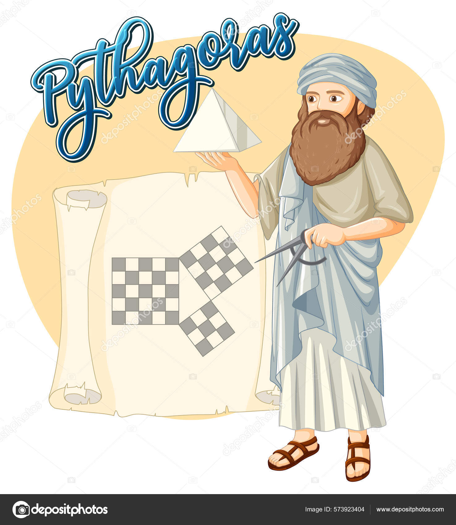 피타고라스 Pythoras 캐릭터 — 스톡 벡터 © blueringmedia #573923404