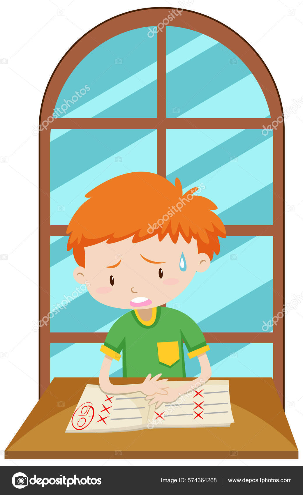 Student Boy Doing Homework Simple Cartoon Character Illustration Stock ...