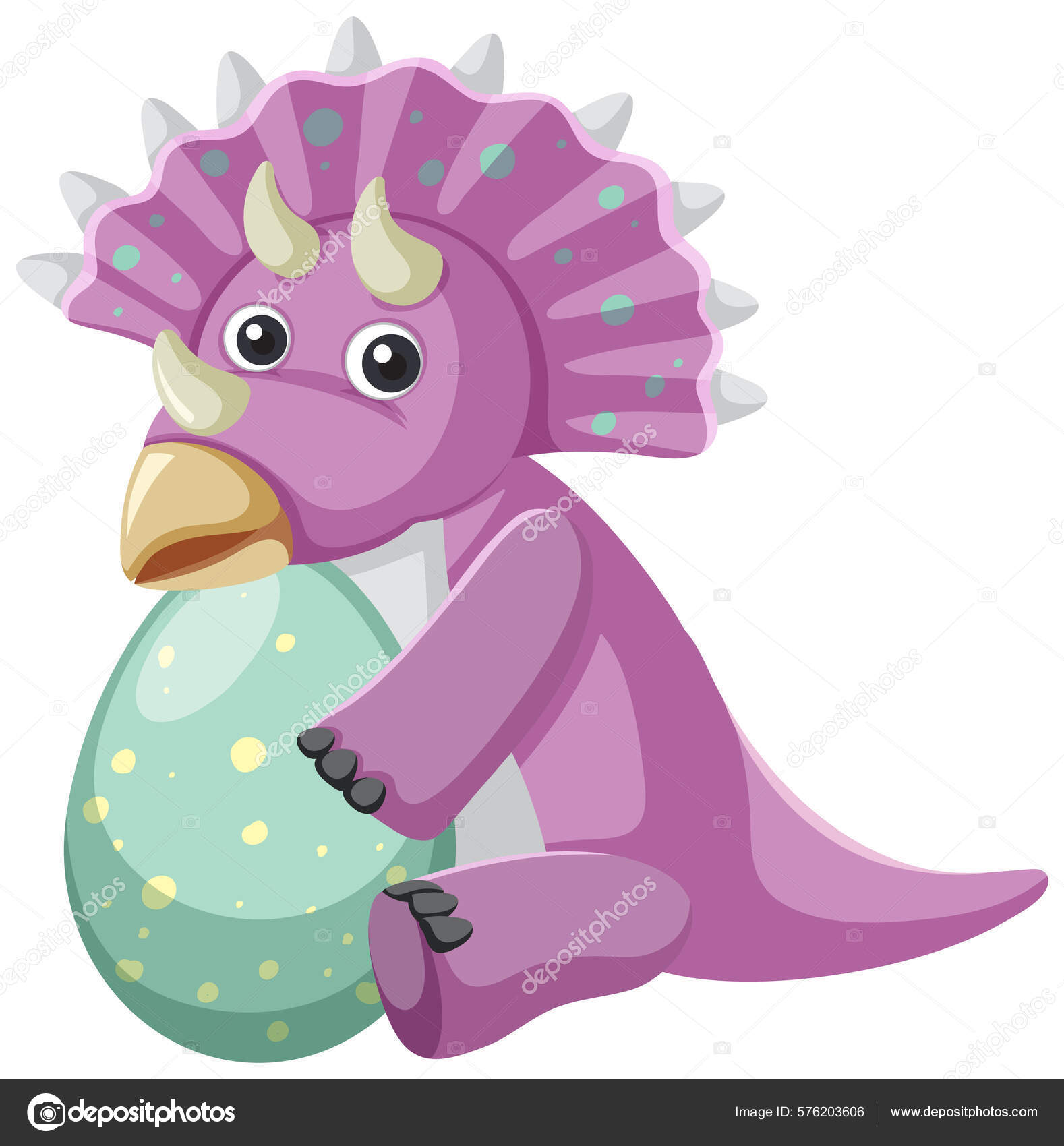 Söt Triceratop Dinosaurie Tecknad Illustration vektor av ©blueringmedia ...