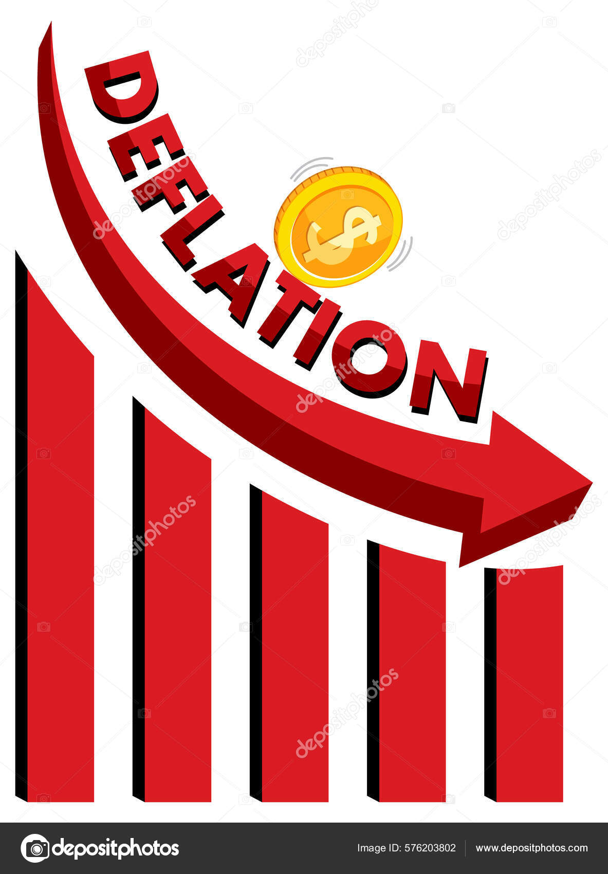 Deflation Logo Red Arrow Pointing Illustration Stock Vector Image by ...