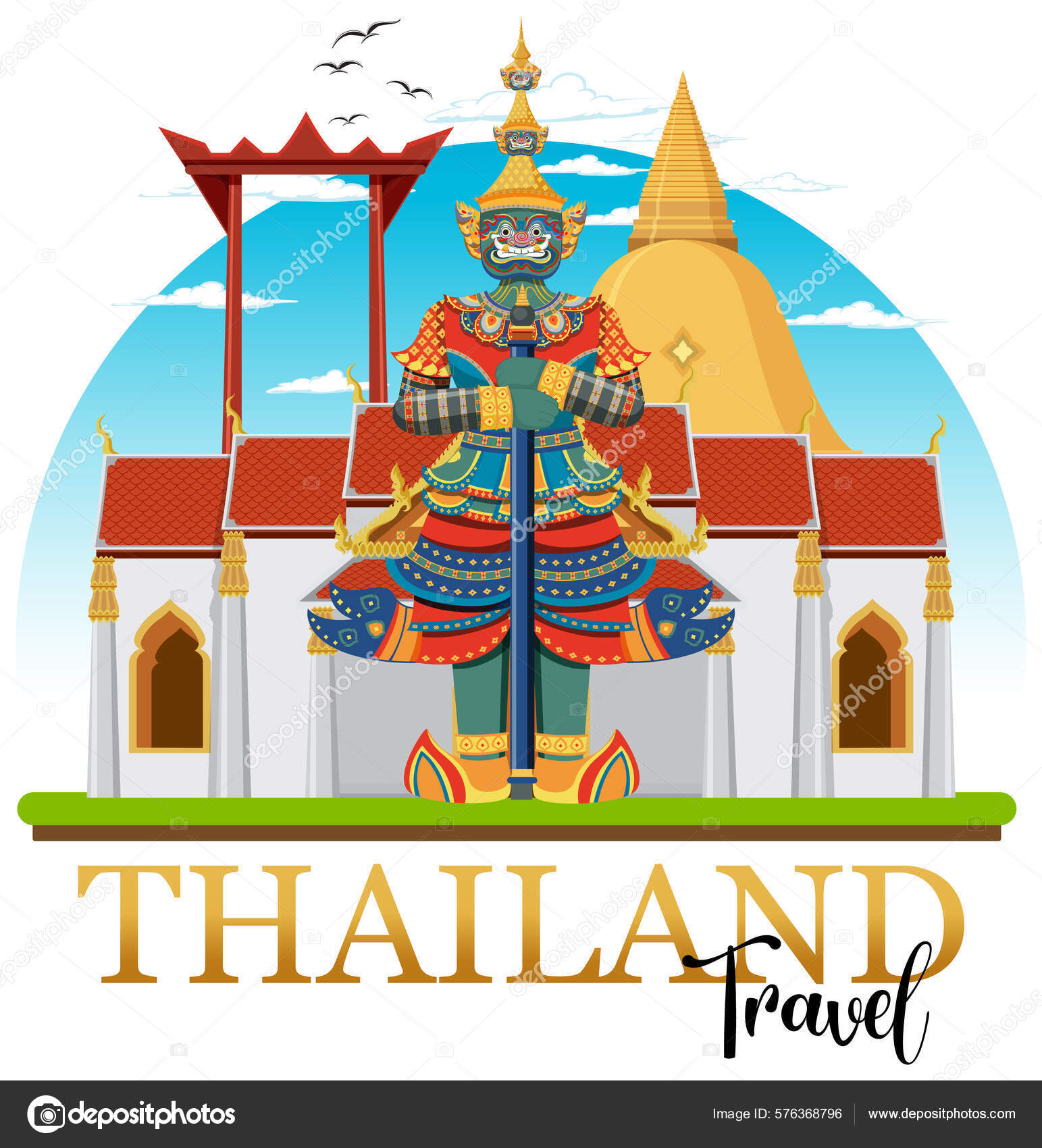 Bangkok Thailand Landmark Logo Banner Illustration Stock Vector by ... Bangkok Thailand Landmark Logo Banner Illustration Stock Vector by ...