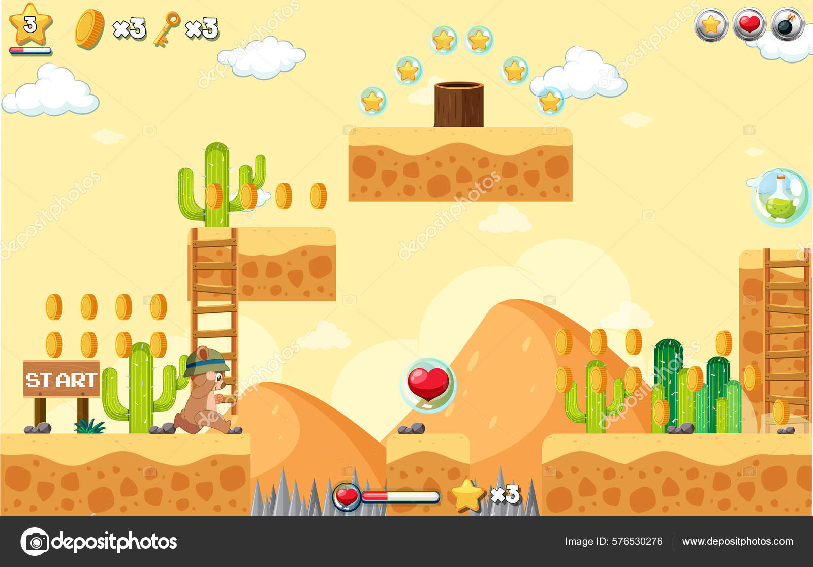 Platform Game Background Template Illustration Stock Vector Image by ...